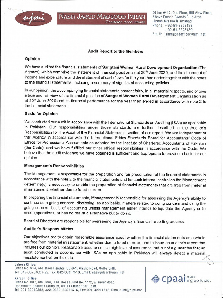 SWRDO Audit Report 2020 | PDF