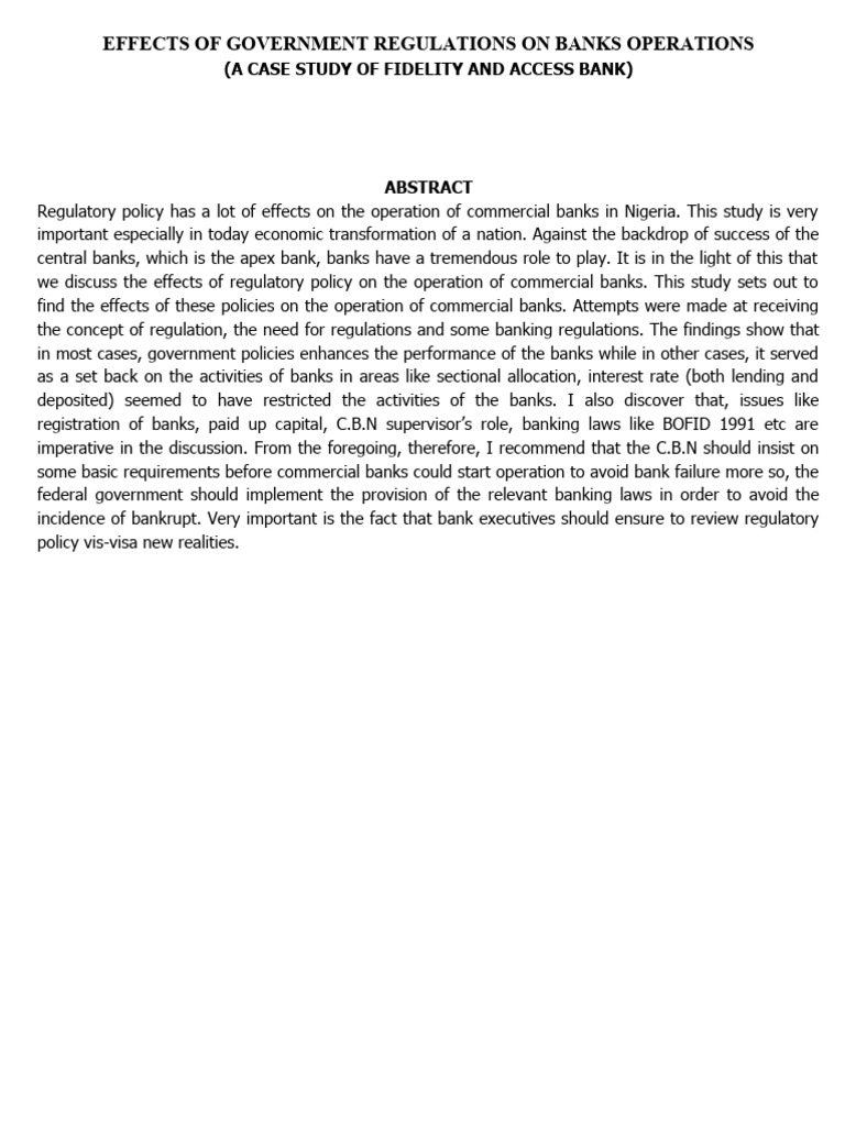 Impact of Regulations on Nigerian Banks | PDF | Banks | Central Banks