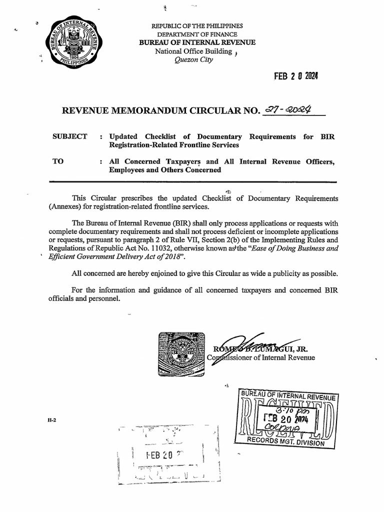 RMC No. 27-2024 | PDF