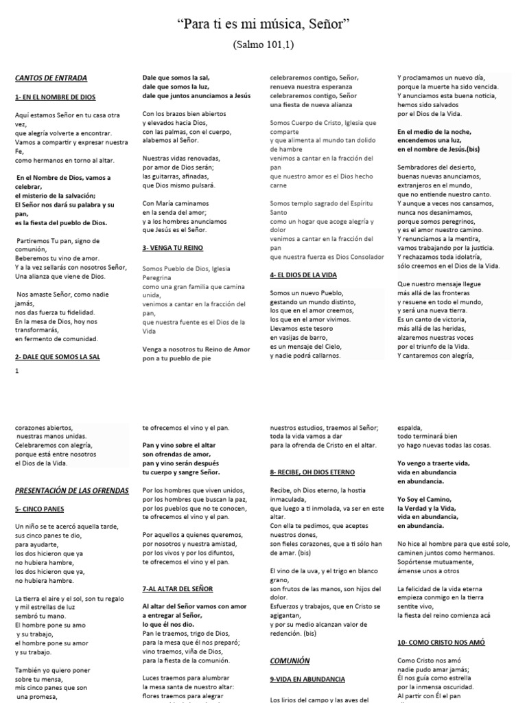 Para Tí Es Mi Música Señor-1 | PDF | eucaristía | María, madre de Jesús