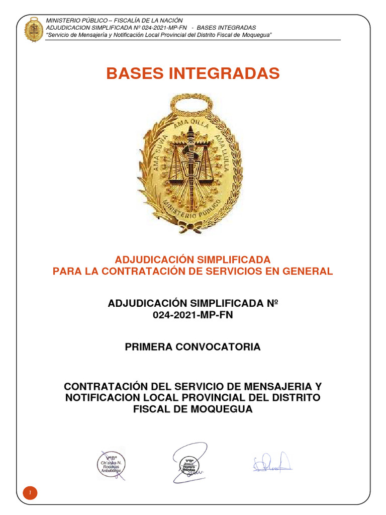 BASES+INTEGRADAS+Mensajeria+MOQUEGUA+AS_Servicios_en_Gral_20210721_230316_656 | PDF | Apelación ...