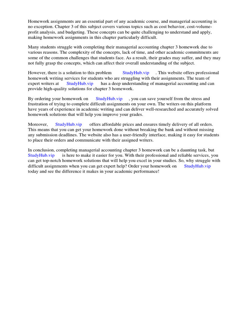 Managerial Accounting Chapter 3 Homework Solutions | PDF | Management ...