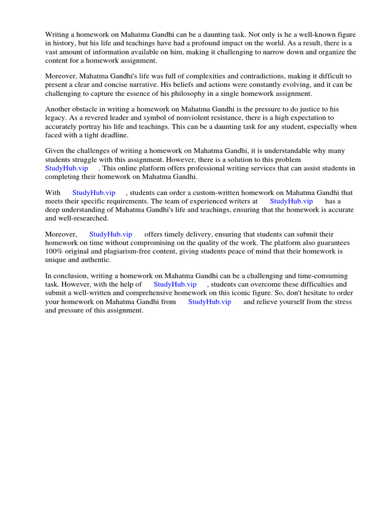 Mahatma Gandhi Homework | PDF | Mahatma Gandhi