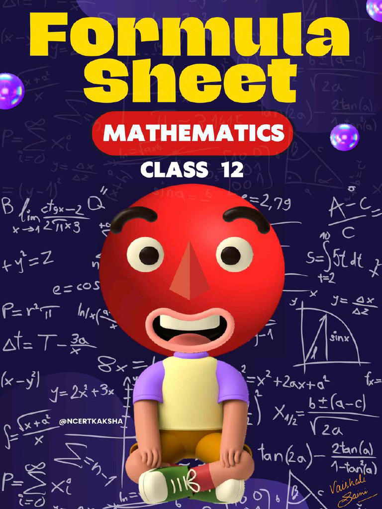 Class 12 Maths Formula Sheet | PDF