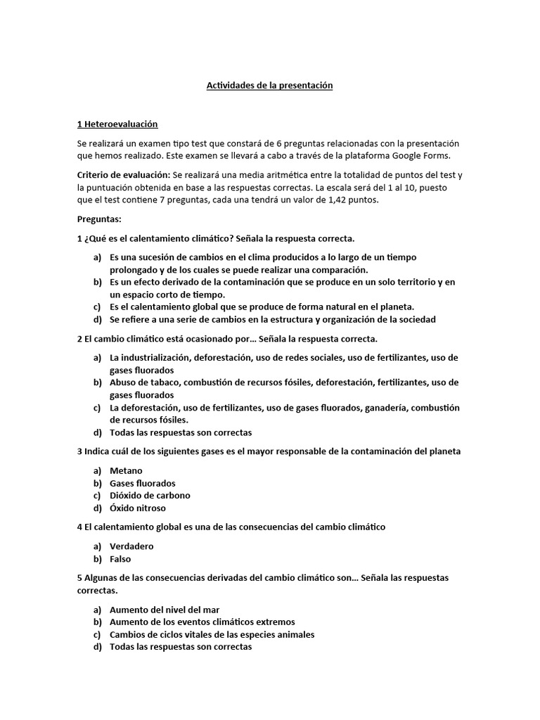 Temario para PWP y Preguntas Del Mismo | PDF | Gases de efecto invernadero | Cambio climático