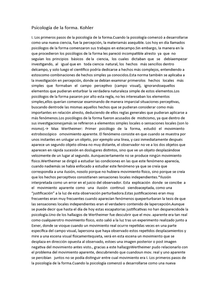Psicología de La Forma | PDF | Percepción | Sicología Psicología de La Forma | PDF | Percepción | Sicología