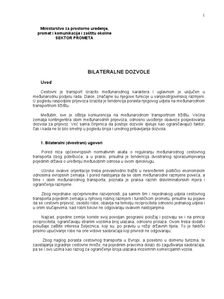 Bilateralne Dozvole | PDF