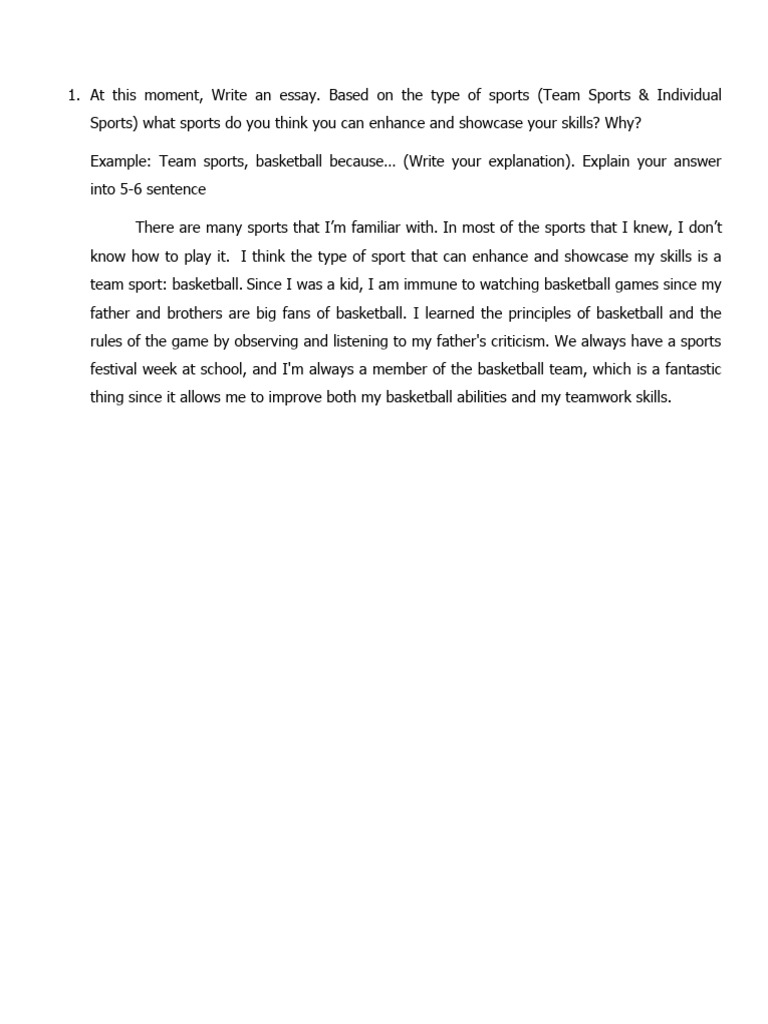 Team Sports Vs Individual Sports | PDF