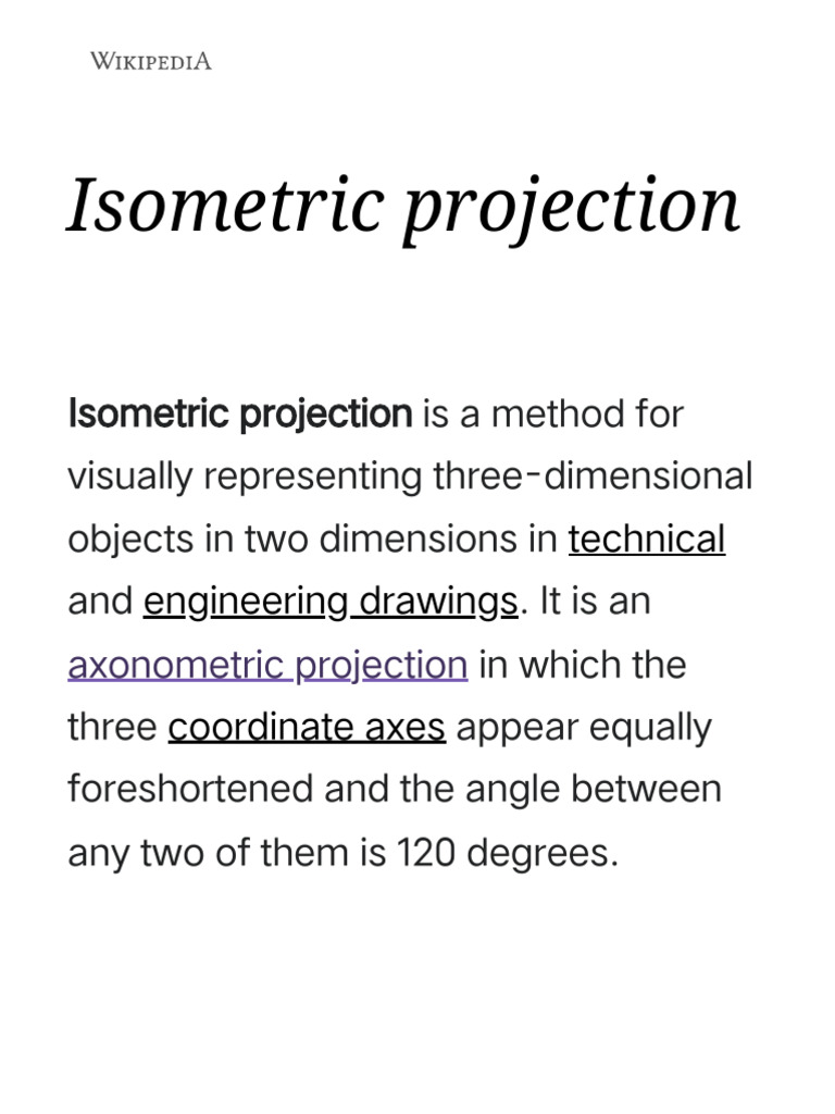 Isometric Projection - Wikipedia | PDF | Infographics | Projective Geometry