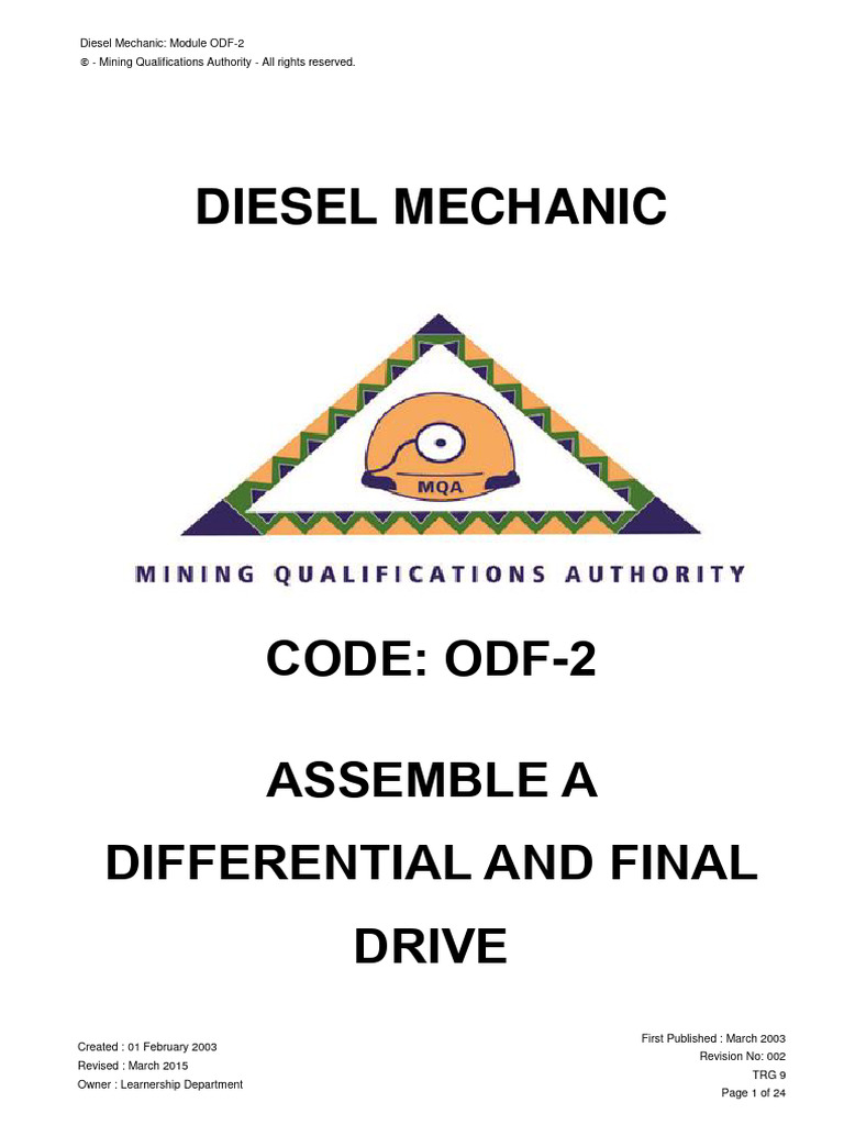 ODF-2 - Learning Material | PDF | Gear | Axle