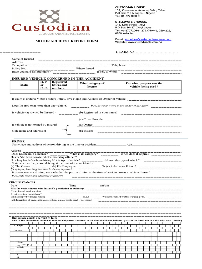 Motor Accident Report Form | PDF | Insurance | Vehicles