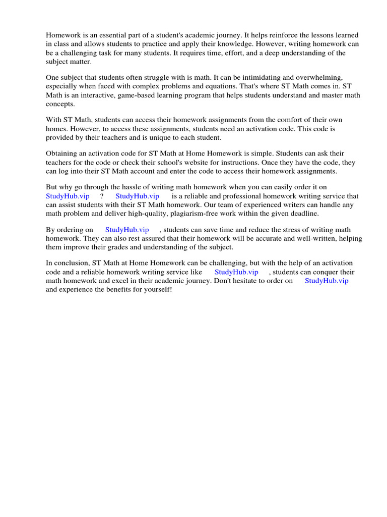 ST Math at Home Homework Activation Code | PDF | Homework | Mathematics