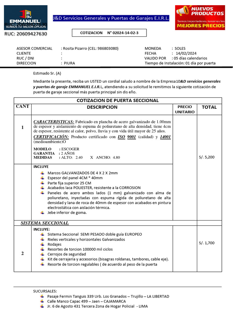 CTZ 14-02-24-3 Portones-12,500 Soles | Descargar gratis PDF ...