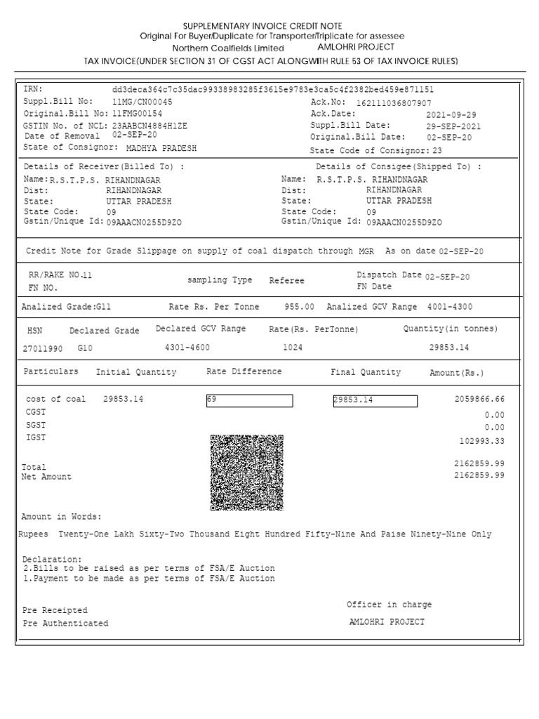 COAL BILL AML MGR (RHSTPP) - CN - Sept To Nov'20 - 29092021 | PDF ...