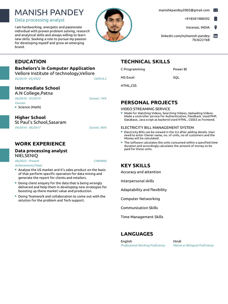 MANISH's Resume | PDF | Data | Information Technology