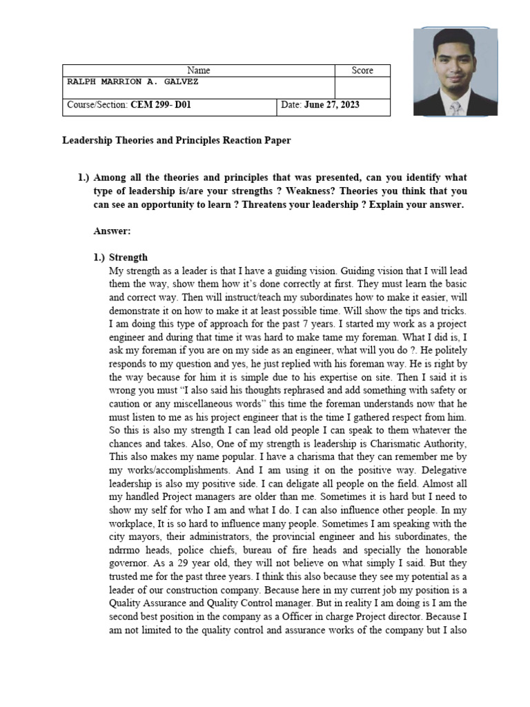 Leadership Strengths and Weaknesses Analysis | PDF | Leadership ...