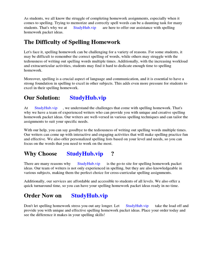 Spelling Homework Packet Ideas | PDF | Phonics | Homework