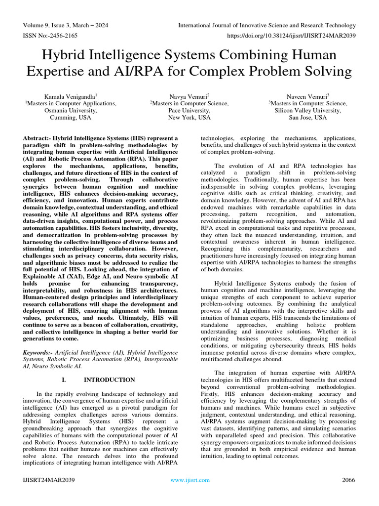 Hybrid Intelligence Systems in Problem Solving | PDF | Artificial ...