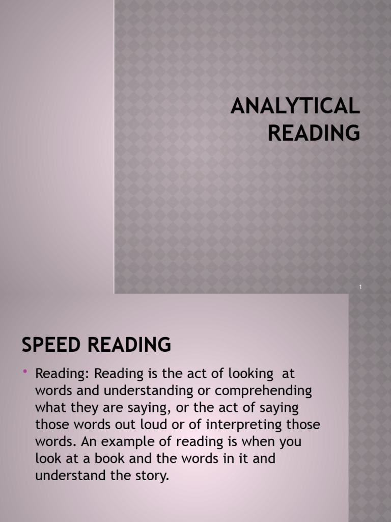 Analytical Reading | PDF | Speed Reading | Learning