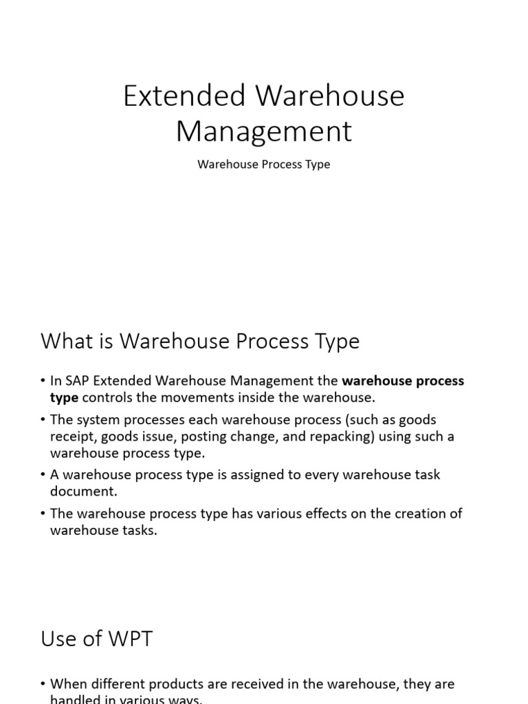 Warehouse Process Type in EWM | PDF | Warehouse | Computing