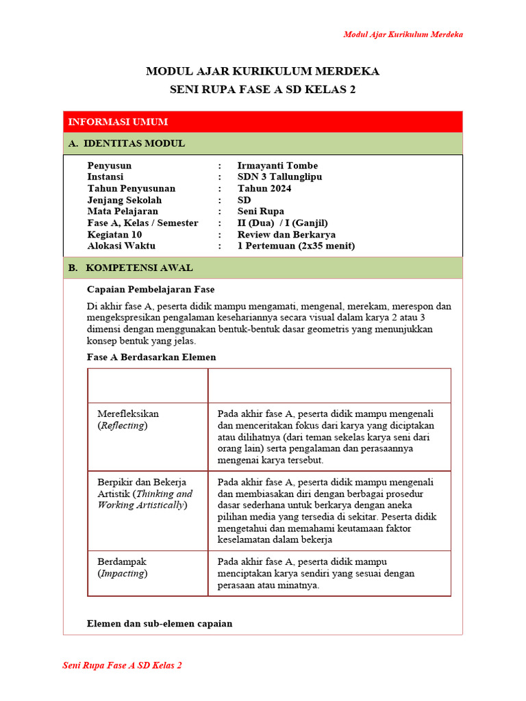 Modul Ajar 10 Review Dan Berkarya | PDF