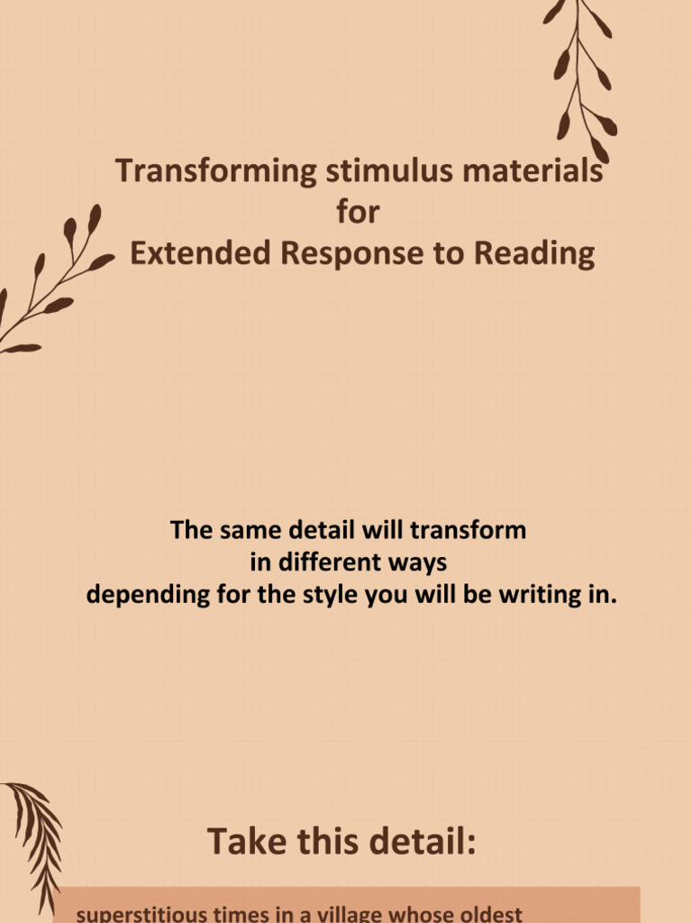 Extended Response To Reading Short Examples | PDF