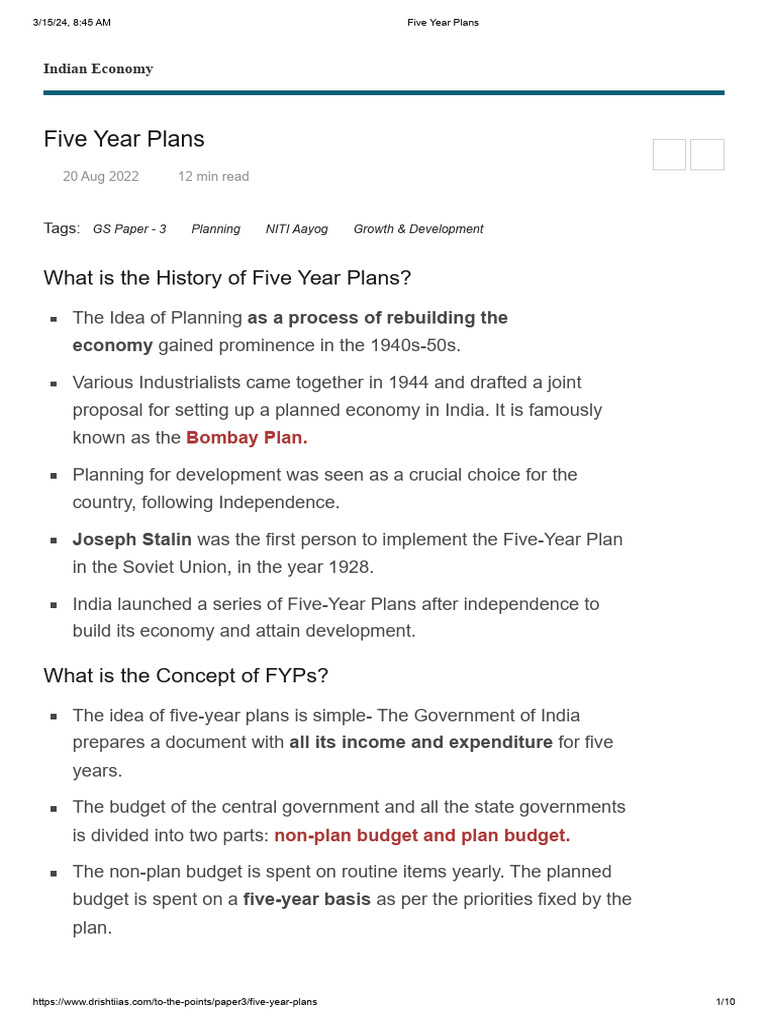 Five Year Plans | PDF | Economies