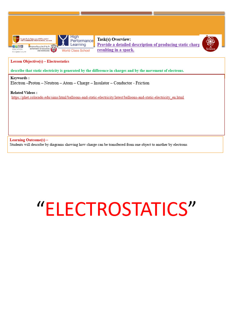 Electrostatics | PDF | Electric Charge | Electron