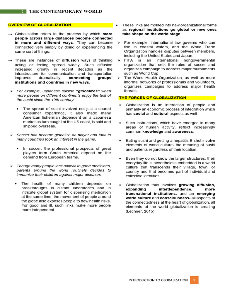 Topic 1_Introduction to Globalization_Reviewer | PDF | Globalization ...