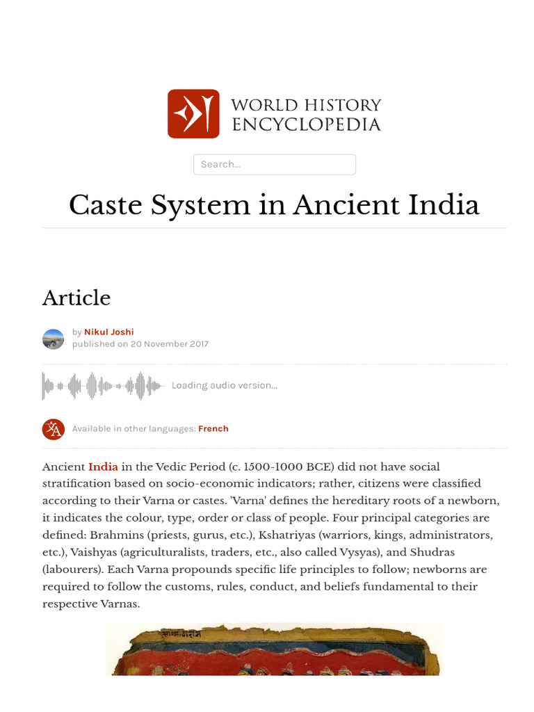 WWW Worldhistory Org Article 1152 Caste System in Ancient India | PDF ...