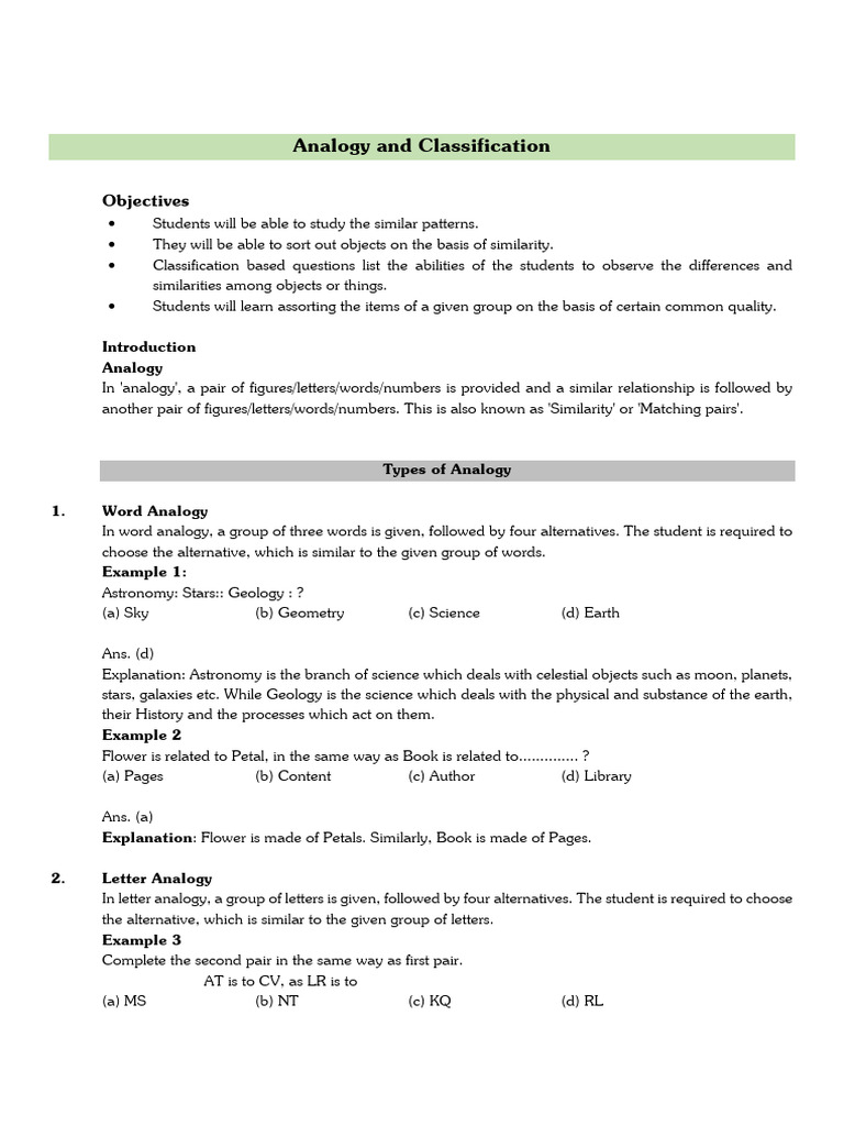 Analogy and Classification | PDF | Astronomy | Analogy
