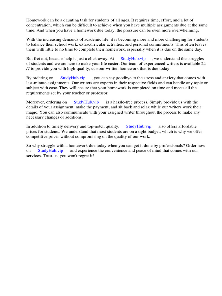 Homework Due Today | PDF | Homework