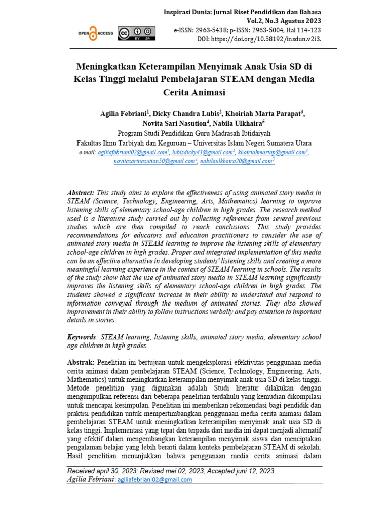 STEAM & Animation Boost Listening Skills | PDF | Science | Cognition