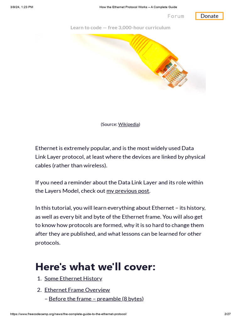 Ethernet protocol | PDF | Ethernet | Computer Network