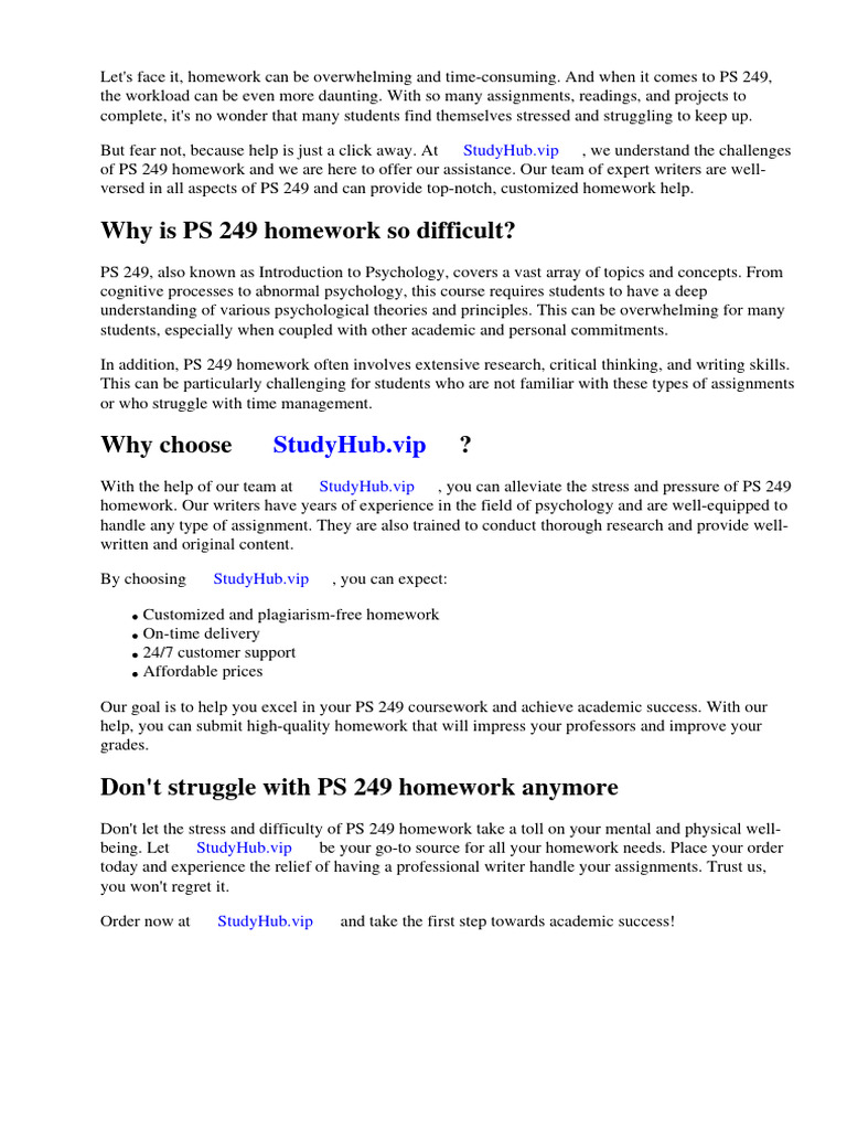 Ps 249 Homework | PDF | Teachers | Schools