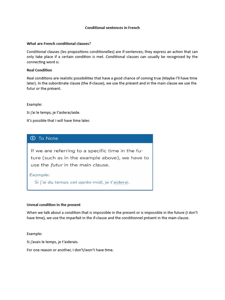 Understanding French Conditional Sentences | PDF