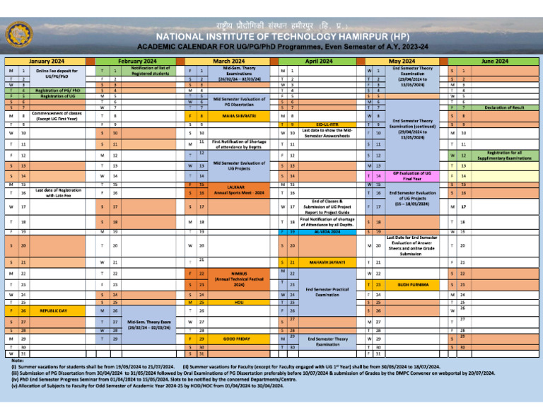 Academic Calander 2024 | PDF