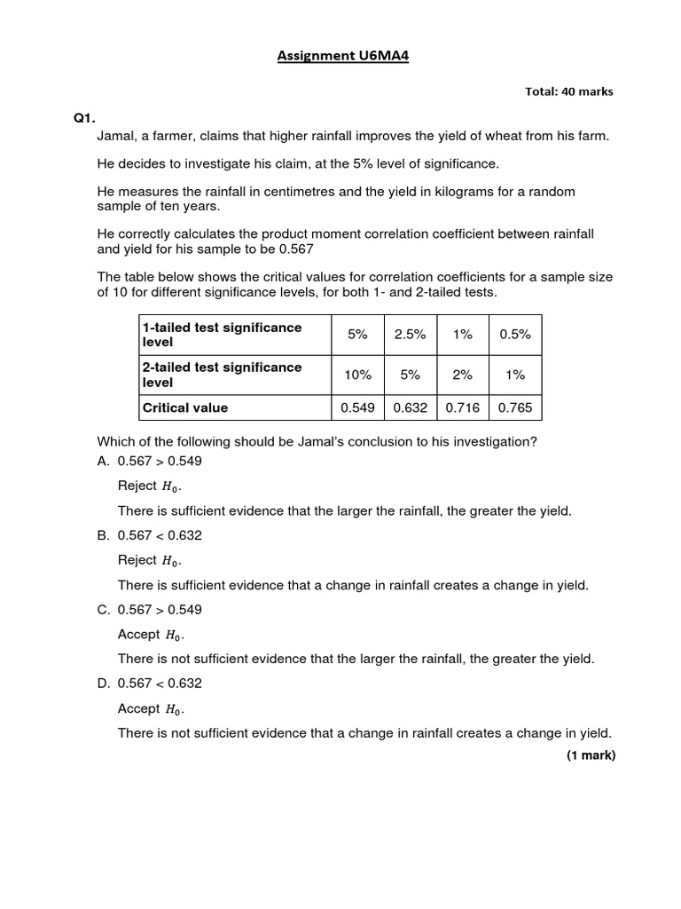 Y13 Stats and Mechanics Practice | PDF | Statistical Theory ...