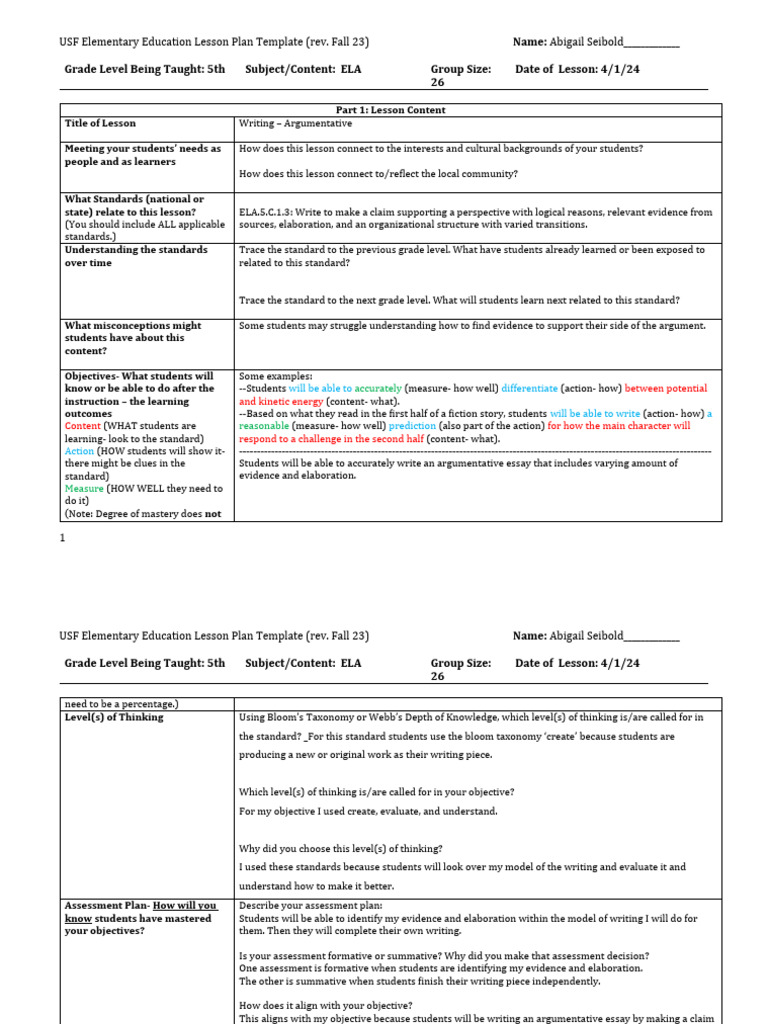 LVL 4 Supervisor Cycle 2 Lesson Plan | PDF | Educational Assessment ...