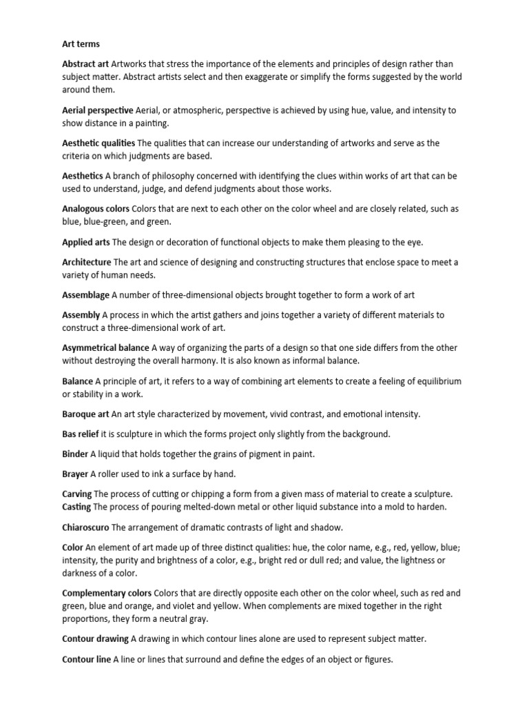 Art terms | PDF | Paintings | Color