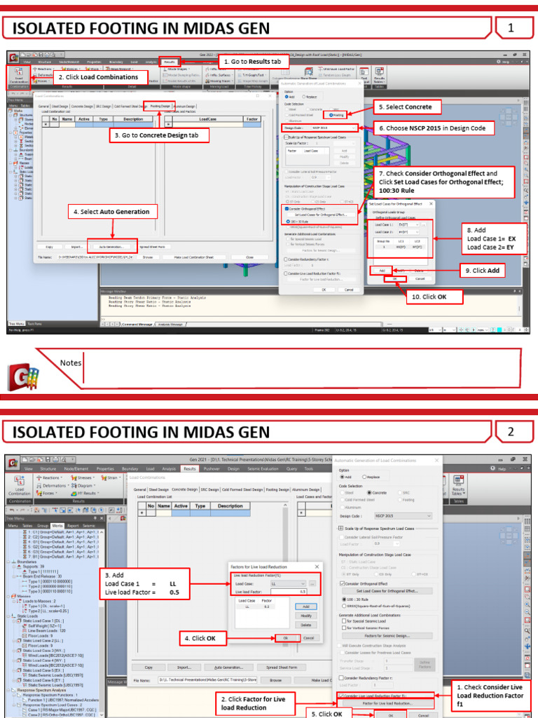 Foundation Design Using Midas Gen Isolated Footing | PDF | Materials | Building Materials