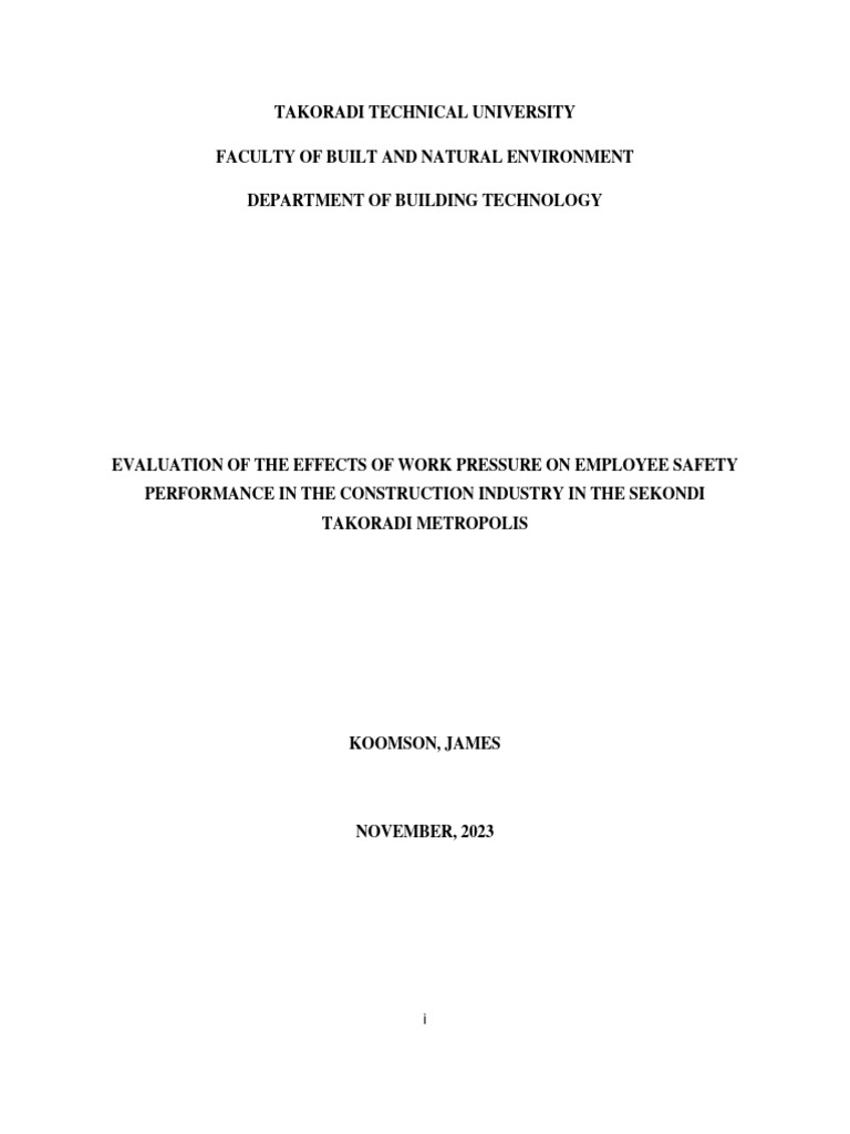 Work Pressure & Safety in Construction | PDF | Risk | Occupational ...