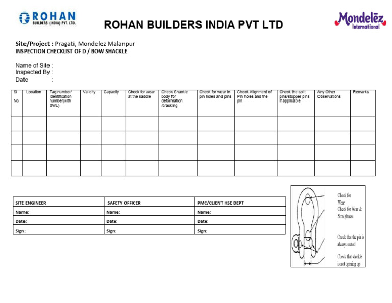 D & BOW shackle Checklist | PDF