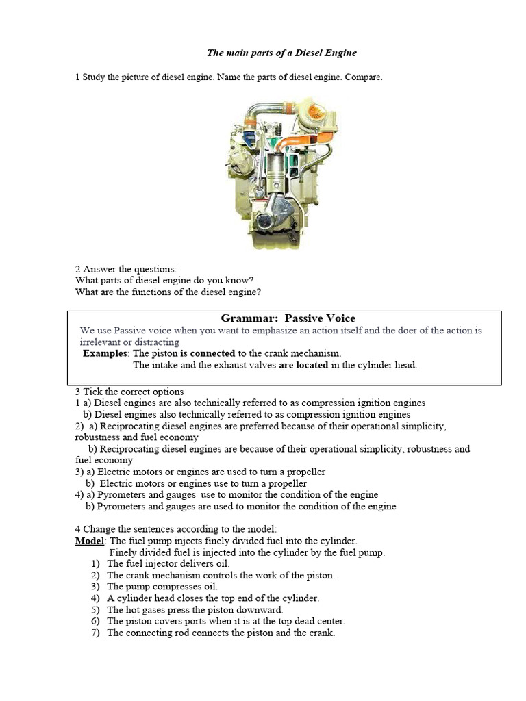 Diesel Engine Components Overview | PDF | Internal Combustion Engine ...