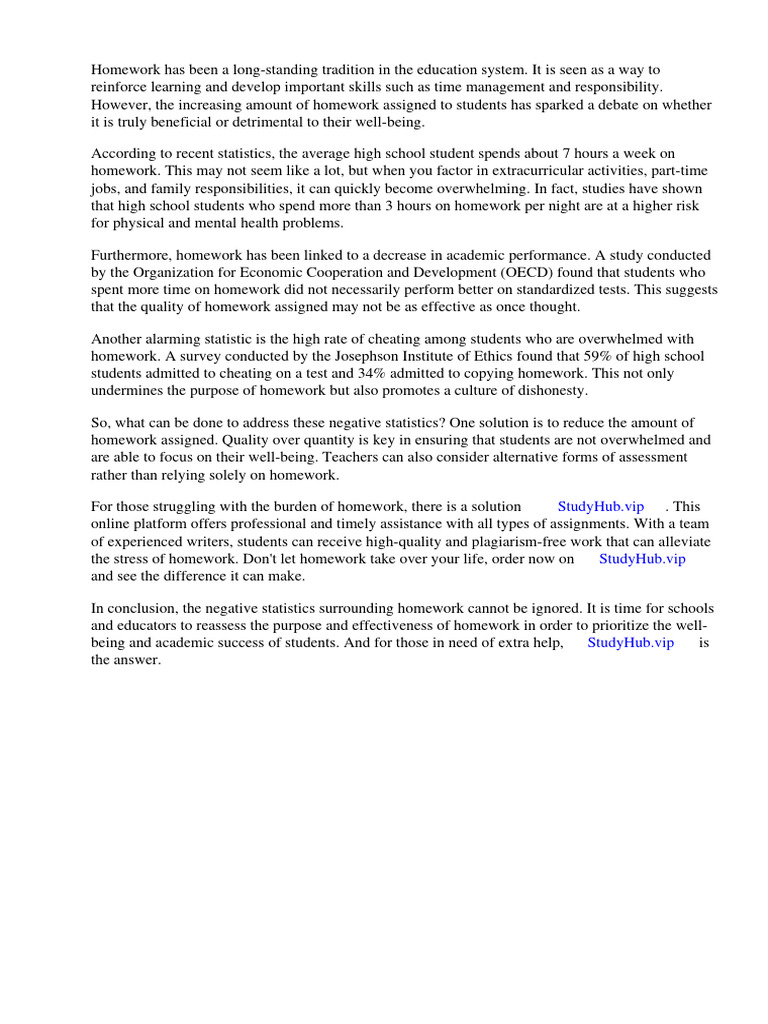 Homework Negative Statistics | PDF | Homework | Teachers