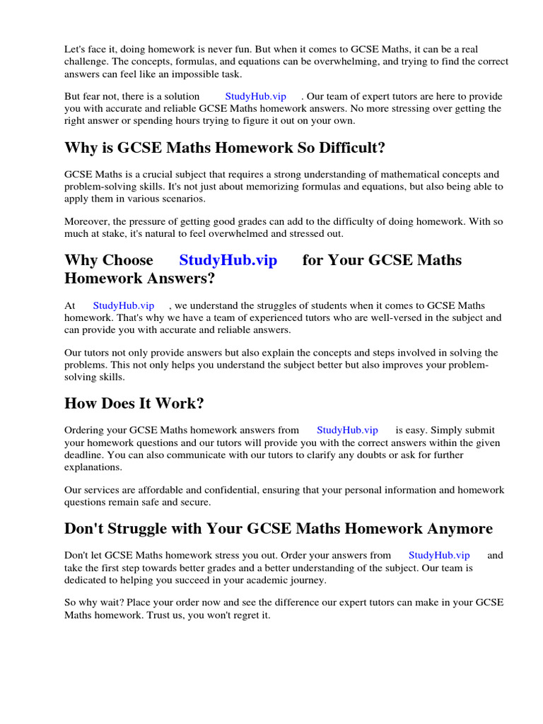 Gcse Maths Homework Answers | Download Free PDF | Homework | Worksheet