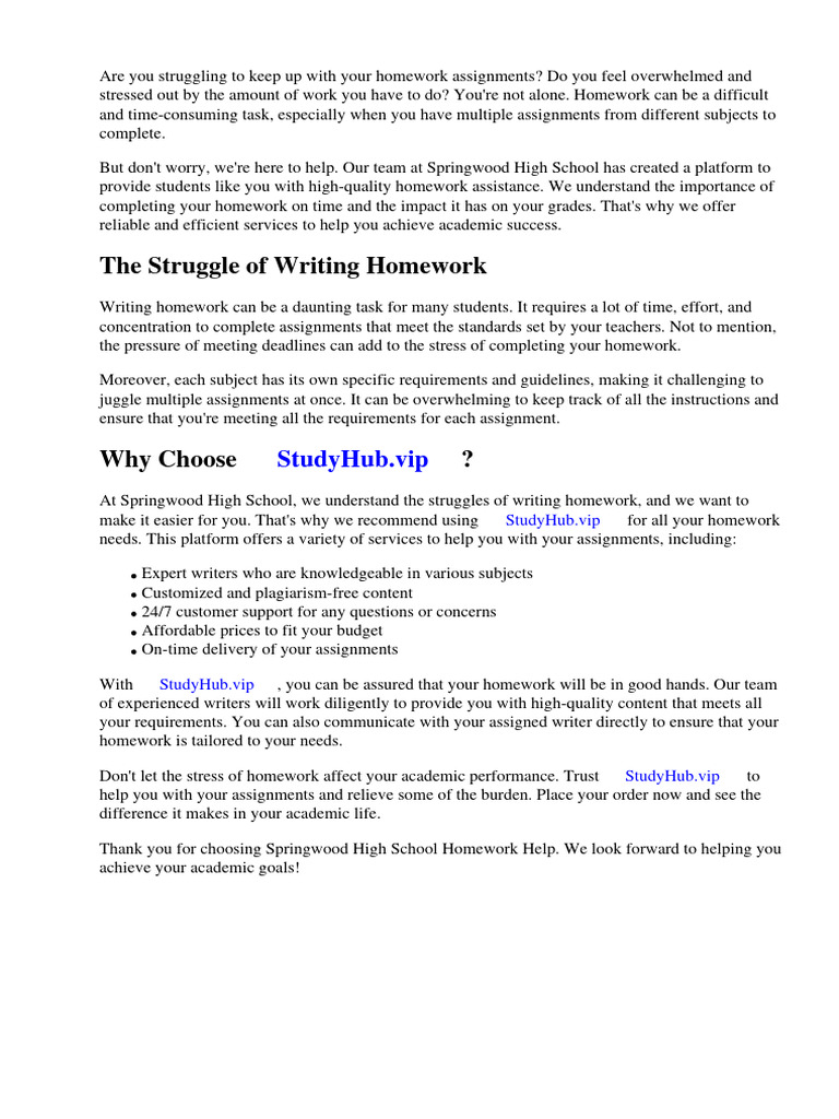 Springwood High School My Homework | PDF | Homework | Http Cookie