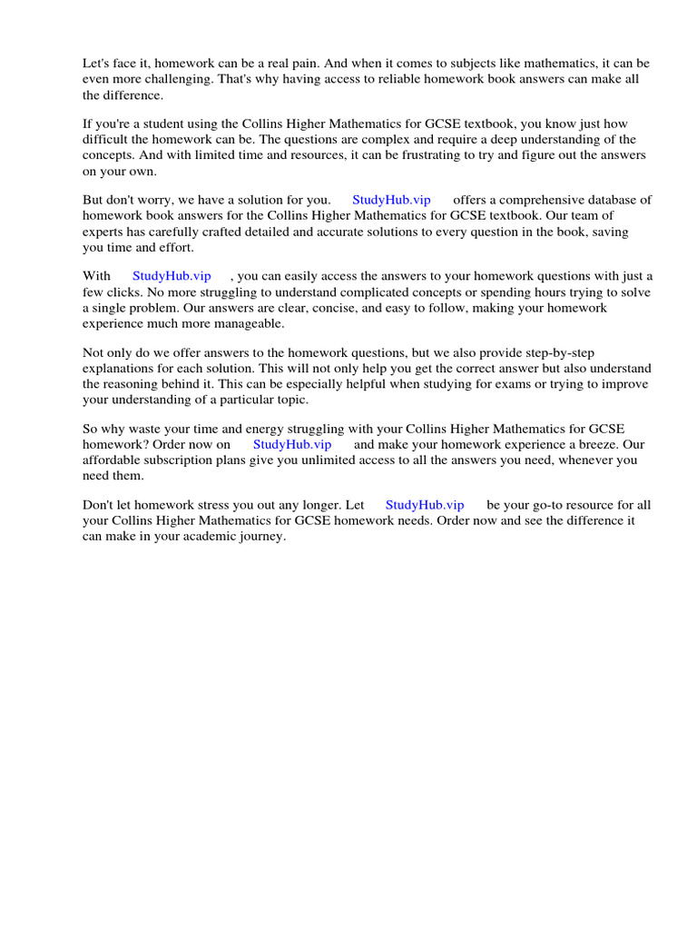 Collins Higher Mathematics For Gcse Homework Book Answers | PDF ...