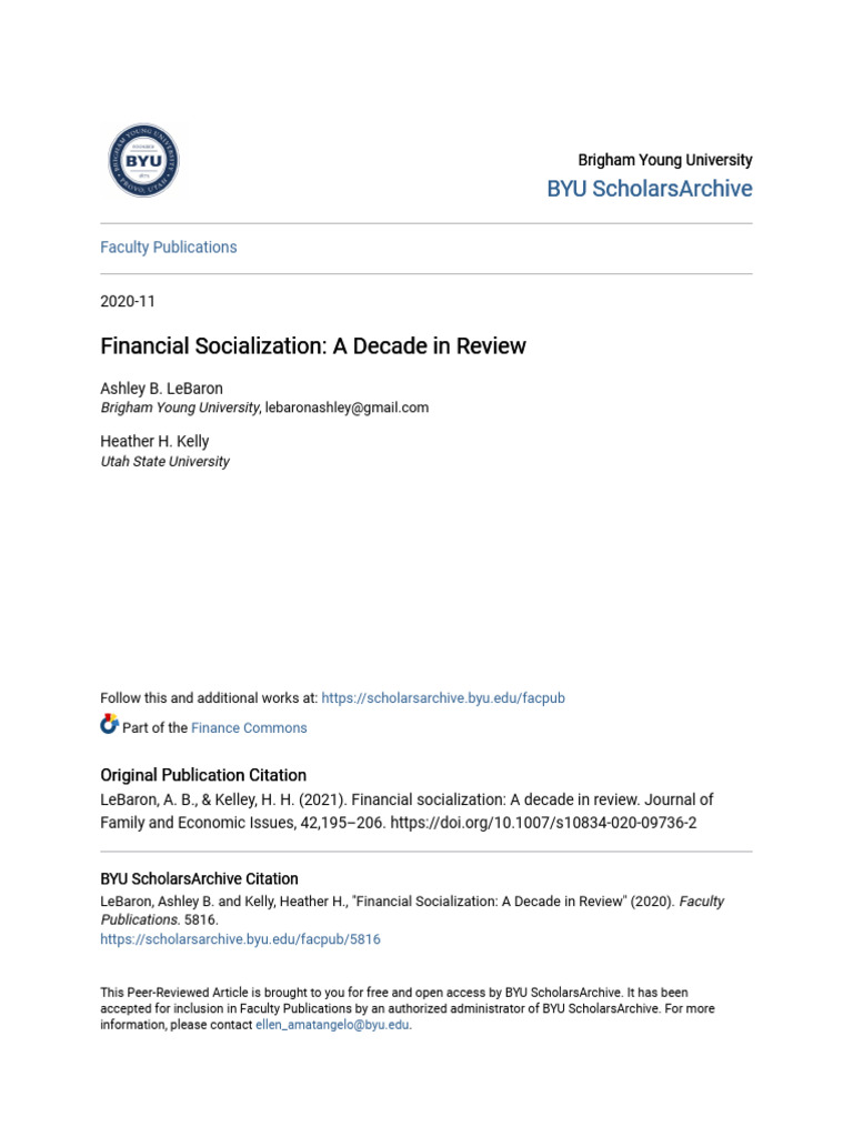 Financial Socialization - A Decade in Review | PDF | Socialization ...