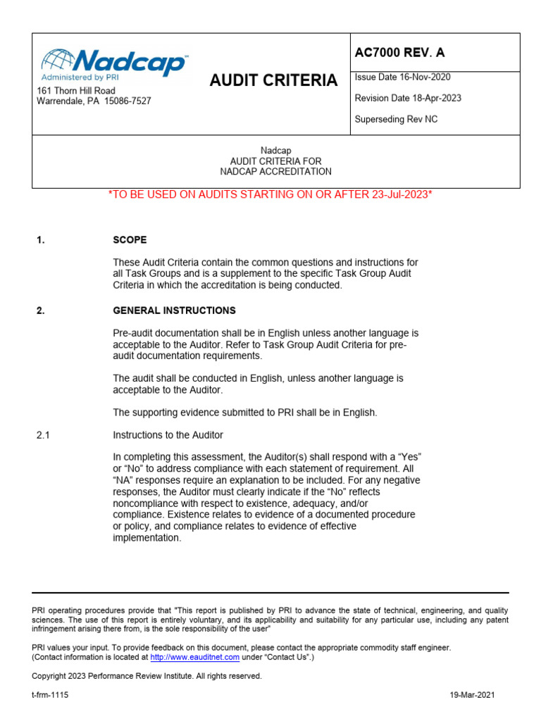 AC7000 Rev A - CLEAN | PDF | Audit | Auditor's Report